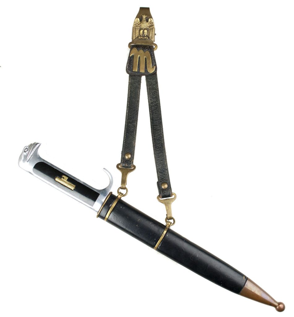 Italian MVSN Officers Dagger Model 1939 with leather hanger