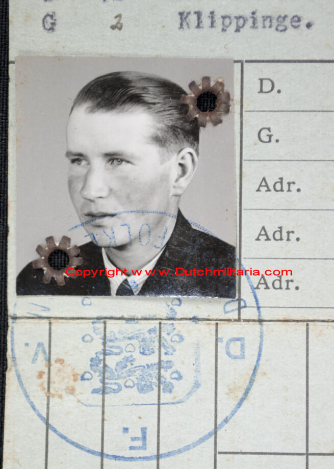 (Denmark) Danish Germanic SS/Schalburgkorps civilian Dansk Folke-Værn (D.F.V.) Legitimation ...