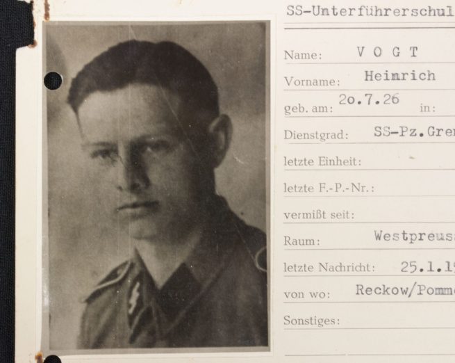 SS – Hiag Tracing Service File card for a SS-Pz.Grenadier