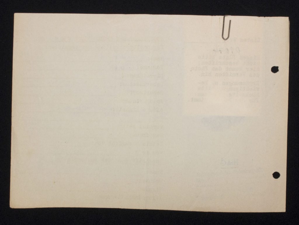 SS – Hiag Tracing Service File card for a SS-Schütze