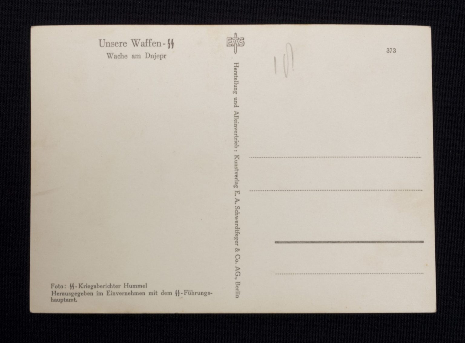 (Postcard) Waffen-SS Wache am Dnjepr