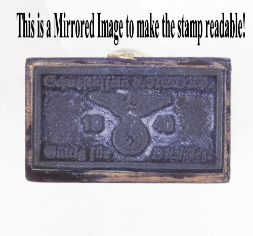 Original SS Stamp: “Schutzstaffeln d. NSDAP 1940 Gültig für Okt/Dez ...