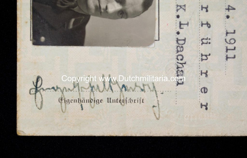SS-Unterführer Ausweis Georg Engelschall Staff Concentrationcamp Dachau ...